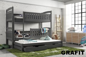 Patrová postel Blanka 80x180 cm s přistýlkou a úložným prostorem GRAFIT