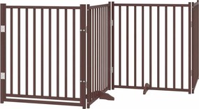 Zábrana pro psy s dvířky skládací 8 panelů hnědá 640 cm topol 3155750