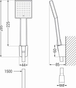 Mexen příslušenství - 1-bodový ruční sprchový set R-45, černá, 785455052-70