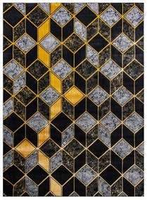 Dywany Łuszczów, Kusový koberec Gloss 400B 86 3D geometric black/gold, 140x190, černá, kancelář
