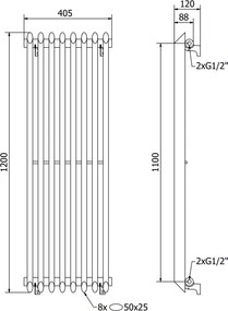 Mexen Atlanta, topné těleso 1200x405 mm, 646 W, bílá, W211-1200-405-00-20