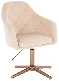 LuxuryForm DESIGN Otočné křeslo ROMA VELUR na zlatém kříži - krémové