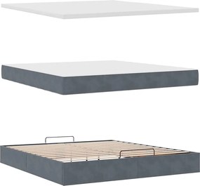 Osmanský rám postele s matrací tmavě šedá 180x200cm samet 3312711