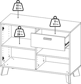 Bílá/v přírodní barvě komoda v dekoru dubu 99x73x39 cm Ikast – Tvilum