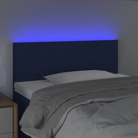 Čelo postele s LED modré 80 x 5 x 78/88 cm textil 3121312