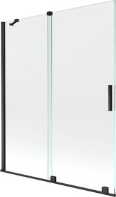Mexen Velar sprchová zástěna dvoukřídlá posuvná 140 x 150 cm, transparentní, černá - 896-140-000-01-70