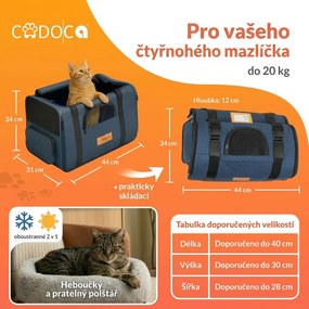 Skládací cestovní taška pro kočky, modrá 110027