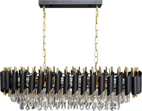 Lustr Cristal, 1x křišťálové/zlaté/černé kovové stínítko, g