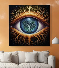 Obraz na plátně - Strom života oko do vesmíru FeelHappy.cz Velikost obrazu: 100 x 100 cm