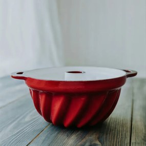 Litinová smaltovaná pečicí forma bábovka Český smalt GOURMETINA SOFIE - Stínově červená 22 cm x 10 cm