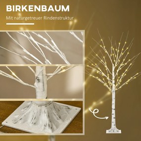 HOMCOM Umělá bříza 150 cm s LED diodami, vánoční dekorace umělá bříza na párty, narozeniny a svatbu | Aosom.de