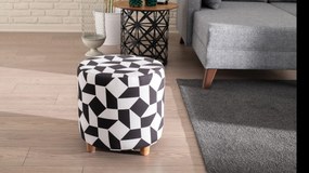 Atelier del Sofa Taburet Begon - Black, White, Černá, Bílá