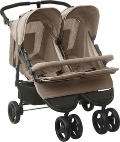 vidaXL Dvojitý kočárek ocel [10242] Barva: taupe