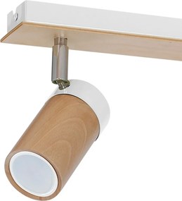 Bodové svítidlo Baron, 2x dřevěné/bílé kovové stínítko, w/dřevo