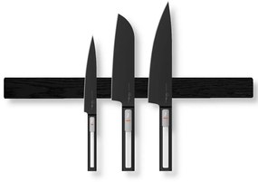 Wook | dřevěná magnetická lišta na nože - dub černý montáž: montáž na sklo/zeď, velikost: 25 x 4 x 2 cm (4 nože)