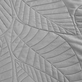 Světle šedý přehoz na postel se vzorem LEAVES Rozměr: 200 x 220 cm