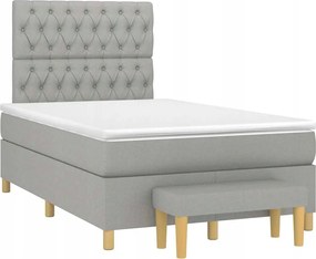 Box Spring Postel S Matrací Textil Světle Šedá Prošívaný design 120 x 190