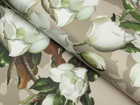 Biante Teflonový běhoun na stůl TF-063 Květy gardénie na hnědobéžovém 35x120 cm