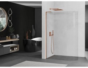 Mexen Kioto L, sprchová zástěna Walk-In 90 x 200 cm, 8mm čiré sklo, růžové zlato profil, 800-090-103-60-06