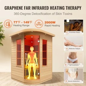 Far Infrared Wooden Sauna Room Domácí sauna Spa pro 2 osoby 1850 W