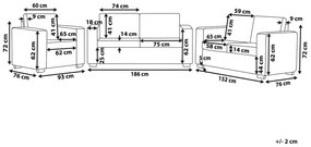 Béžová 3-dílná kožená sedací souprava HELSINKI