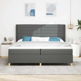 Postel s boxspringem s matrací Tmavě šedá 200 x 200 cm textil 3341792