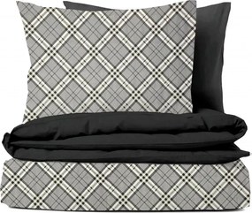 Ervi Bavlněné povlečení oboustranné - Grey Tartan/černé
