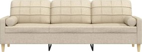 3místná pohovka s polštáři krémová 210 cm textil 3278203