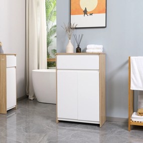 Kleankin Příruční skříňka do koupelny s 1 zásuvkou a 2 dveřmi - Koupelnový úložný kabinet pro obývací pokoj, koupelnu, ložnici - Moderní styl - Proti…