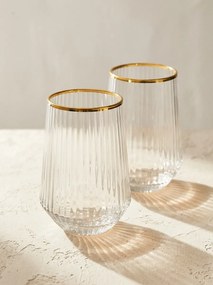 Sinsay - Sklenice s rýhováním a zlatým okrajem 2 pack - zlatá