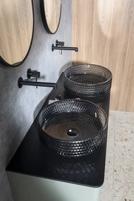 Sapho MARAGUA skleněné gravírované umyvadlo, průměr 39,5 cm, černá TY214