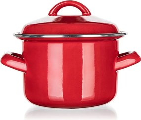 Smaltovaný hrnec s poklicí Red MILTON