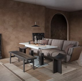 Výškově nastavitelný rozkládací konferenční stolek Moduvo 120/170 cm mramor/černý