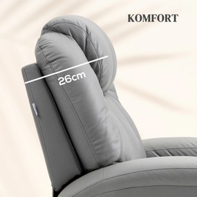Masážní křeslo HOMCOM Relaxační křeslo s 8 vibračními body, 5 režimů, funkce polohování, nosnost 150 kg, imitace kůže, světle šedá