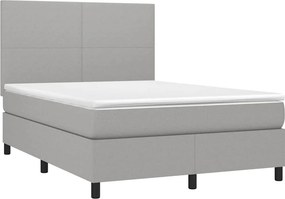 Box spring postel s matrací a LED světle šedá 140x190 cm textil 3134709