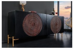 Massive home | Černá designová komoda Black Mandala 160cm 41121