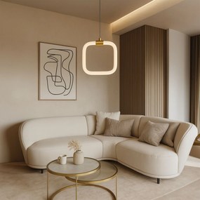Toolight Toolight, závěsné LED svítidlo 20x20cm, 9W, 3000K, LHJ057-CP1, bílá-zlatá matná, OSW-60030