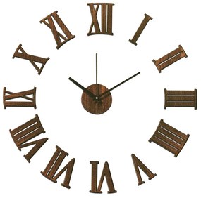 Luxusní nalepovací hodiny s římskými číslicemi v imitaci dekoru dřeva MPM E01.3777 - průměr 60cm