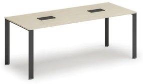 Stůl INFINITY 2000 x 900 x 750, dub přírodní + 2x stolní zásuvka TYP IV, černá