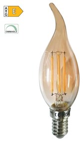 Diolamp LED Filament žárovka Candle Flame Amber C35 5W/230V/E14/2700K/620Lm/360°/Dim