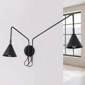 Sollux Lighting Nástěnné svítidlo NOX 2 černé s vypínačem