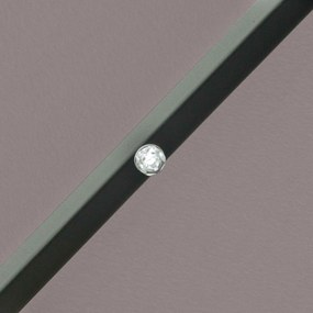 Outsunny Zahradní Slunečník Ø265 cm s 32 Solárními LED Světly, Ocelový Sloupek a Kloubový Mechanismus pro Šedou Terasu