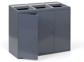 Odpadkový koš na tříděný odpad, 3x108 l, šedý