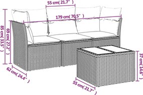 4dílná zahradní sedací souprava s poduškami hnědá polyratan 3217223