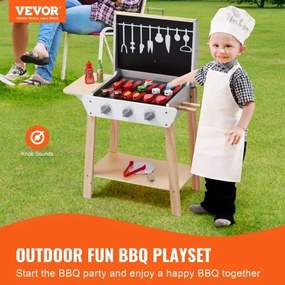 21 KS Dětský BBQ gril Hrací sada Dřevěný grilovací sada Předstírat zvuk