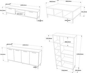 Sada nábytku do obývacího pokoje RI6 borovice Atlantic/antracit