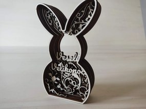 3D velikonoční zajíček S nápisem Veselé Velikonoce Kombinace přírodní, ořech