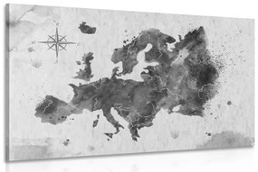 Obraz retro mapa Evropy v černobílém provedení Varianta: 120x80