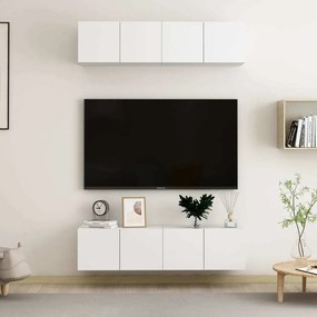 vidaXL TV skříňky 4 ks 60 x 30 x 30 cm dřevotříska [3078744] Barva: bílá s vysokým leskem