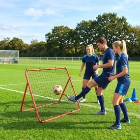 SPORTNOW přenosná fotbalová odrazová síť, 5 nastavitelných úhlů, ocel a dvojitá nylonová vrstva, 103x72x89cm, červená